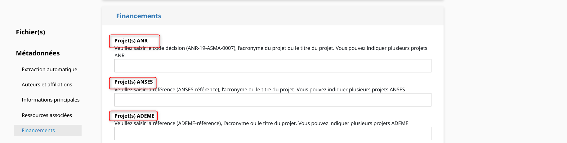 Signaler un financement dans un dépôt HAL - Documentation