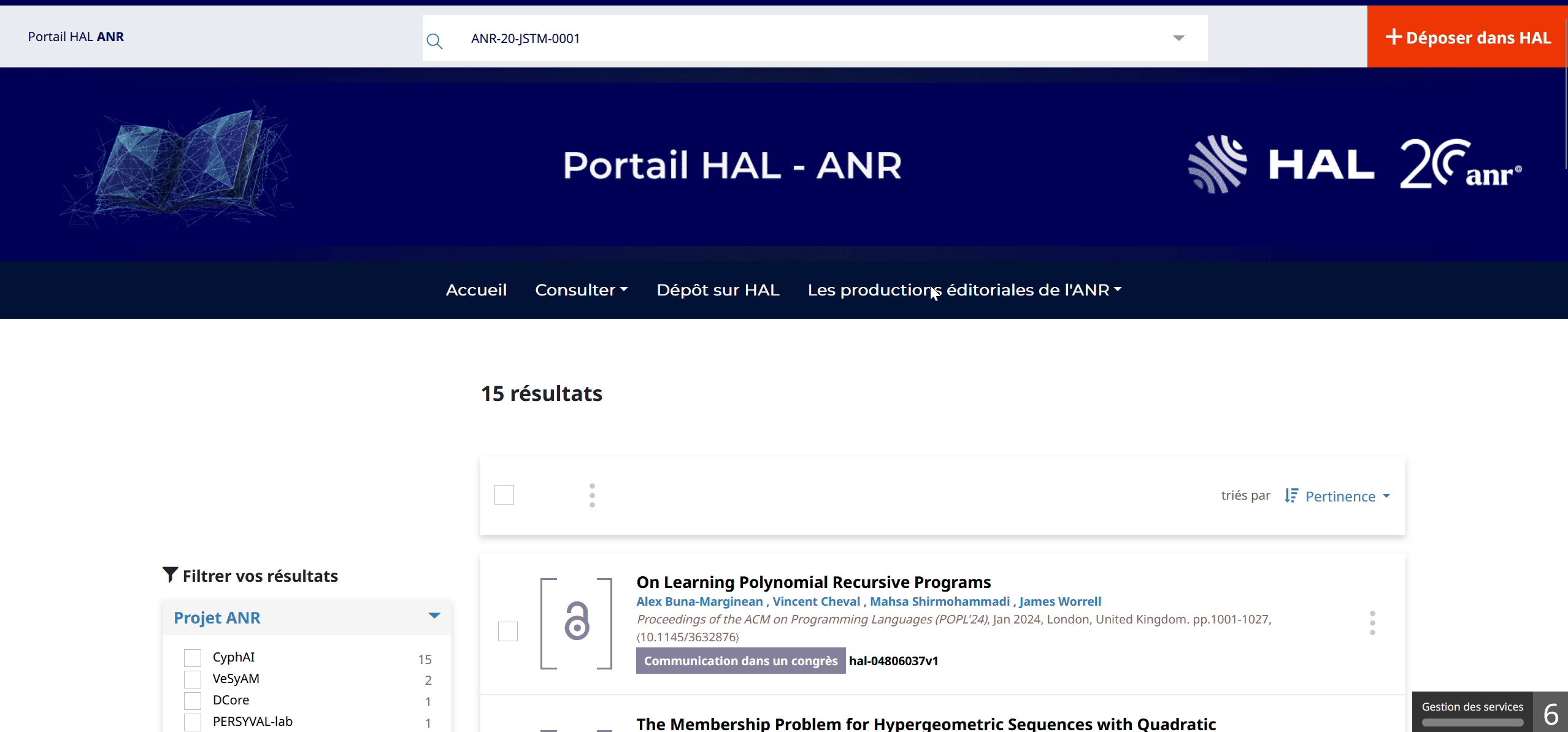 Signaler un financement dans un dépôt HAL - Documentation
